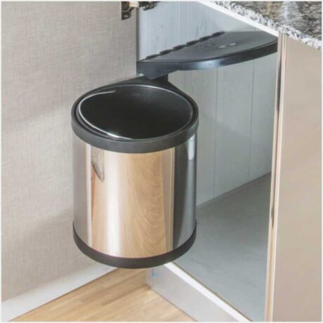 Auto Lid Open Waste Bin Stainless Steel, w/PVC Bucket - INOX